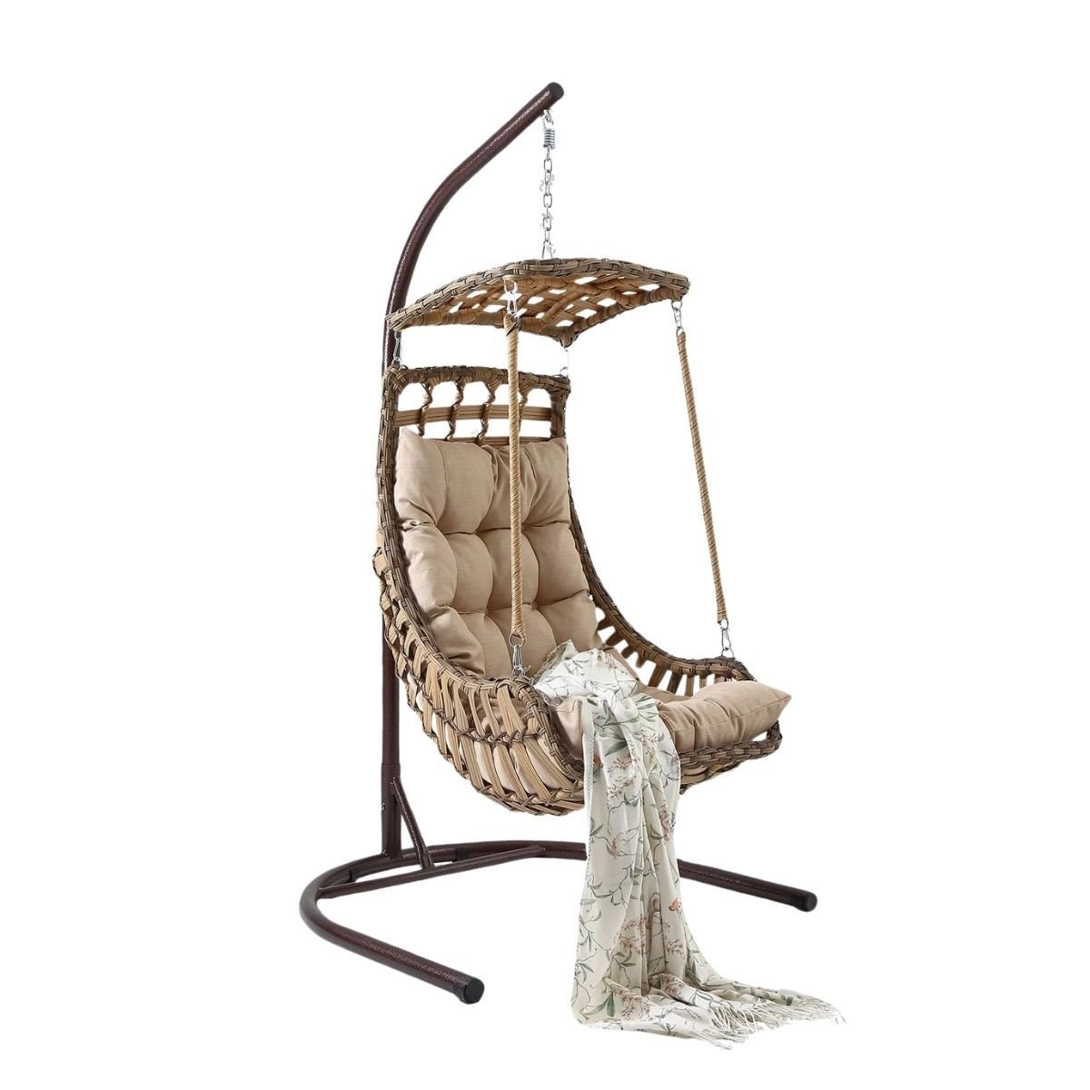 Byokuyan Alaçatı Bahçe Balkon Veranda Teras Tek Kişilik Rattan Salıncak ...